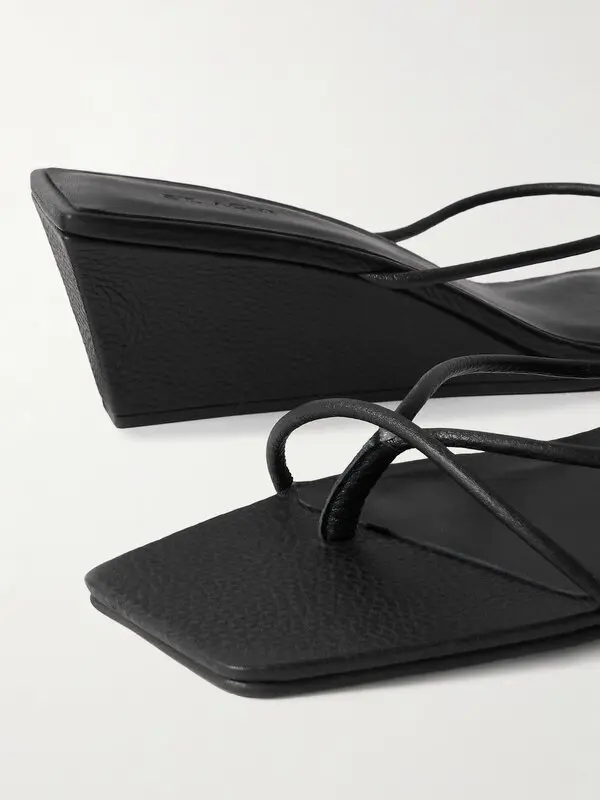 ST. AGNI Leather Wedge Sandals