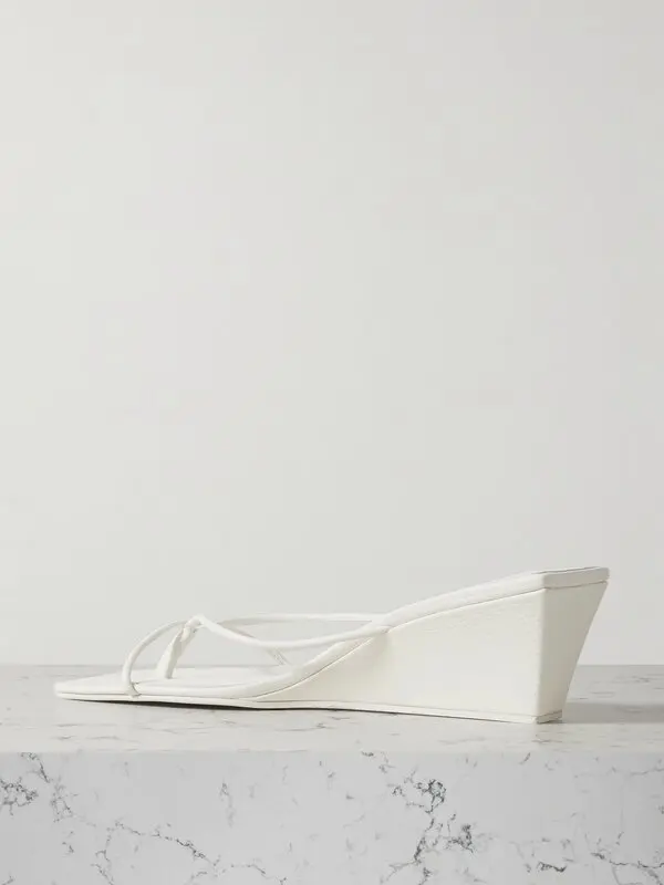 ST. AGNI Leather Wedge Sandals