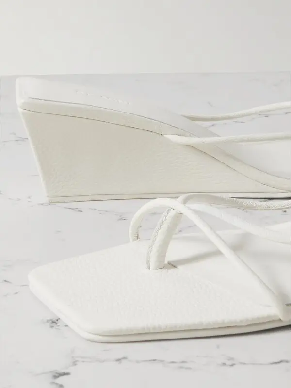 ST. AGNI Leather Wedge Sandals