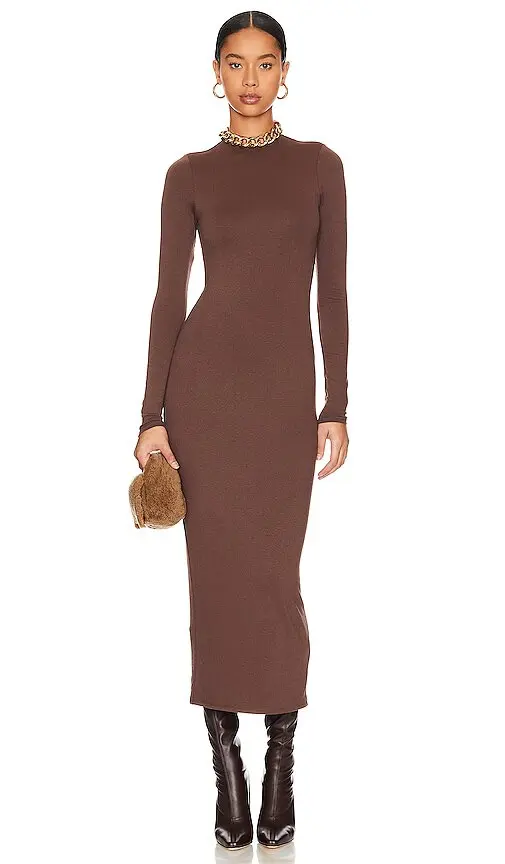 AFRM X Juniper Ribbed Midi Dress - Cappuccino