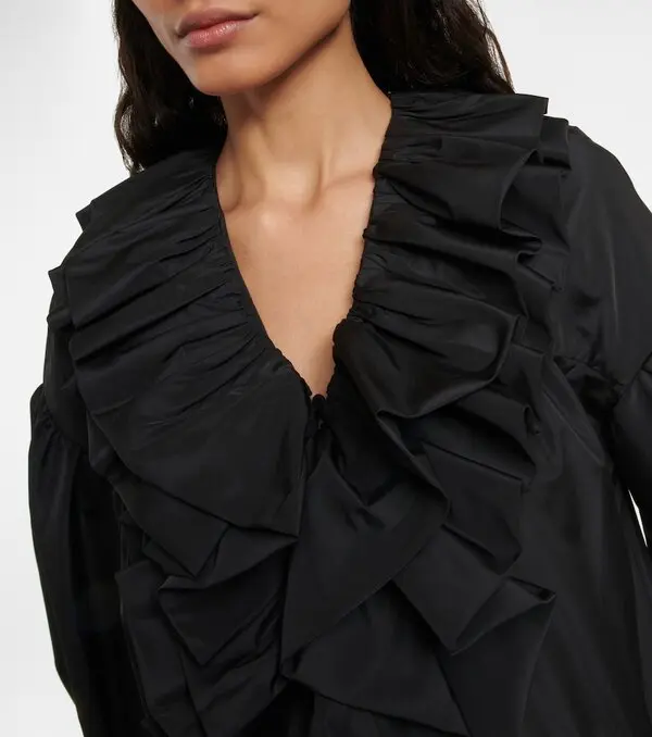 JIL SANDER Ruffle-trimmed Midi Dress - Black