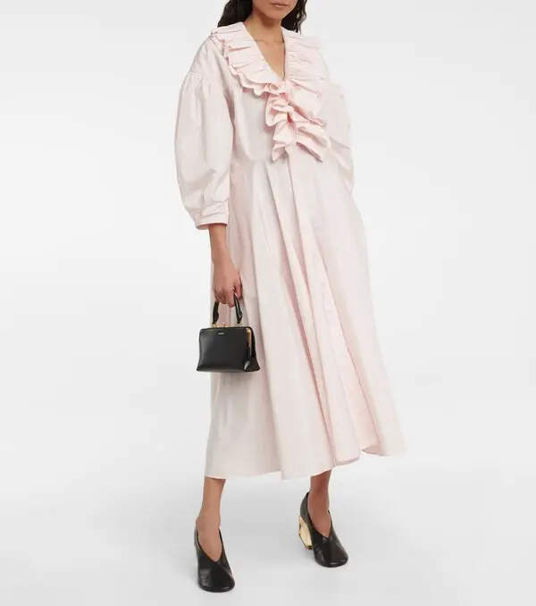 JIL SANDER Ruffle-trimmed Midi Dress - Pink