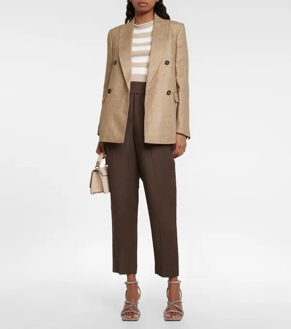 Brunello Cucinelli Double-breasted Linen Blazer
