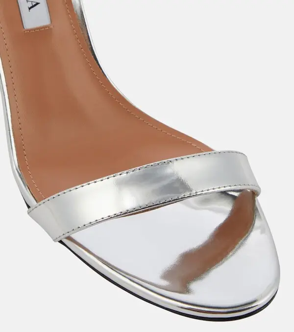 AQUAZZURA So Nude 85 Metallic Leather Sandals - Silver