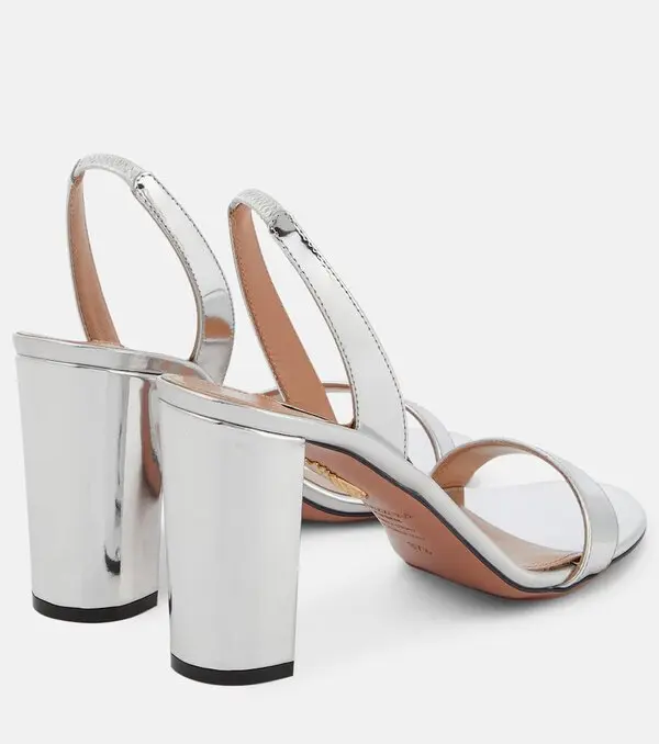 AQUAZZURA So Nude 85 Metallic Leather Sandals - Silver