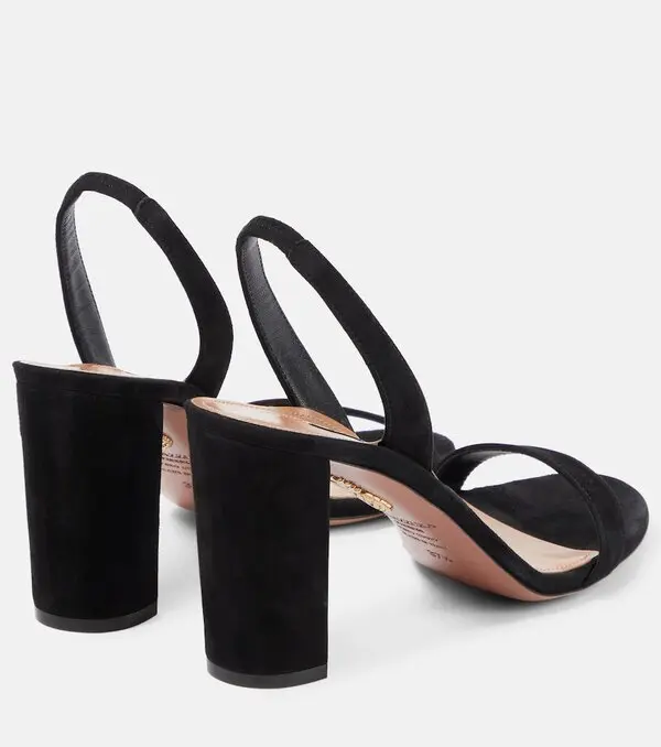 AQUAZZURA Nude Suede Sandals - Black