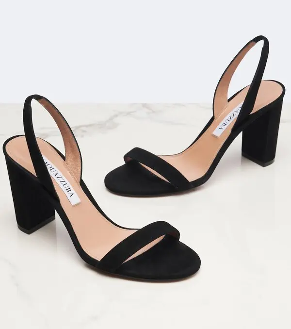 AQUAZZURA Nude Suede Sandals - Black