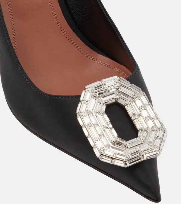 Amina Muaddi Camelia Satin Pumps - Black