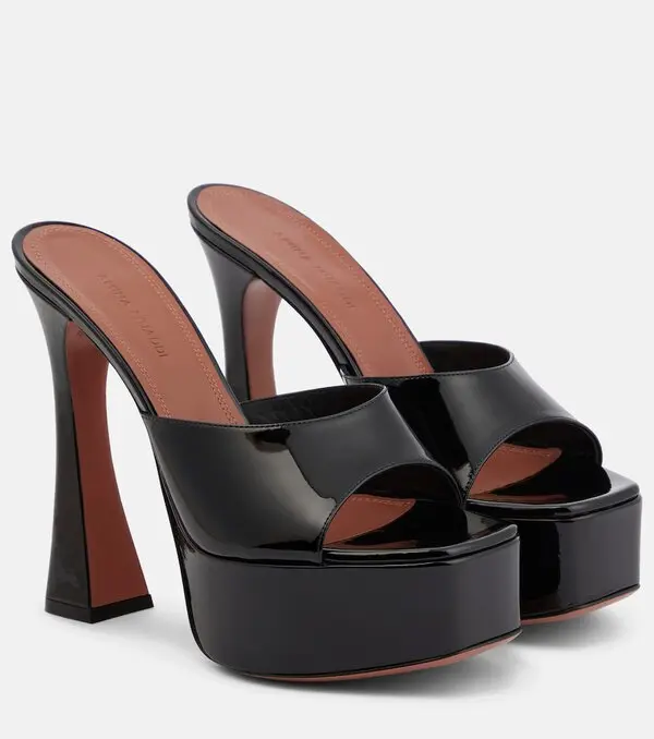 Amina Muaddi Dalida Platform Mules - Black