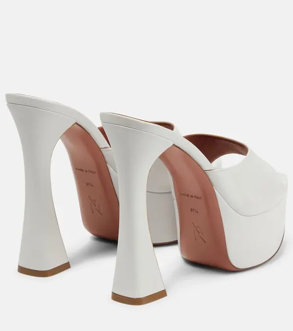 Amina Muaddi Dalida Leather Platform Mules