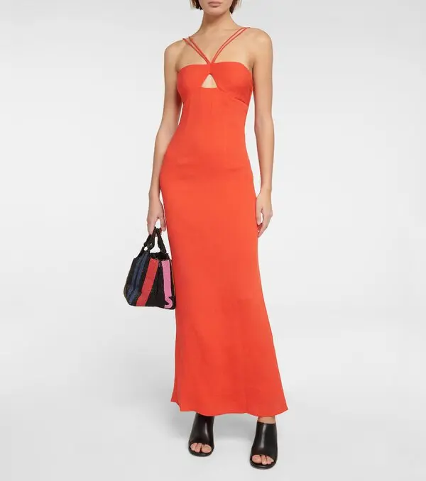 Staud Gianna Halter Maxi Dress In Orange - 50% Off | Editorialist