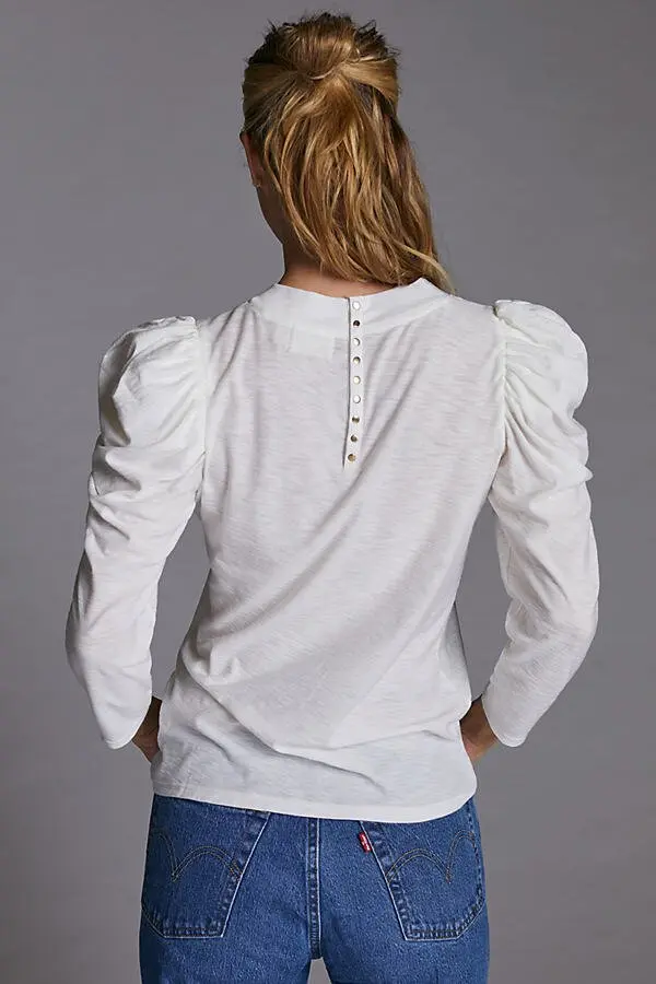 NATION LOS ANGELES Zeta Puff-sleeve Top - White