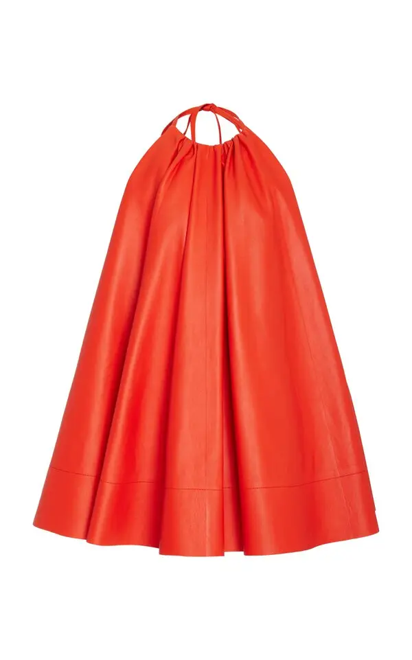 chinese dress ladies Oscar de la Renta // Brown Leather Sheath Dress – VSP Consignment main image 1