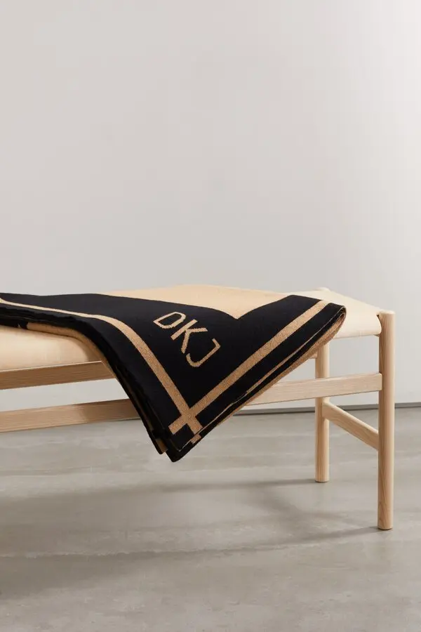 DIANE KORDAS Bull Reversible Jacquard-knit Merino Wool Throw