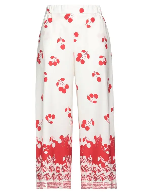 OTTOD'AME Wide Leg Floral Print Pants - White