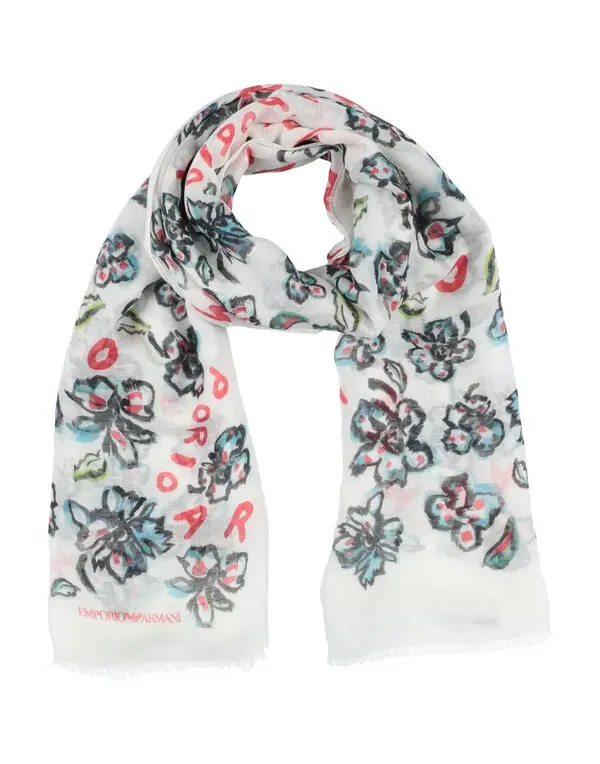 Emporio Armani Scarf Modal, Linen, Silk - White