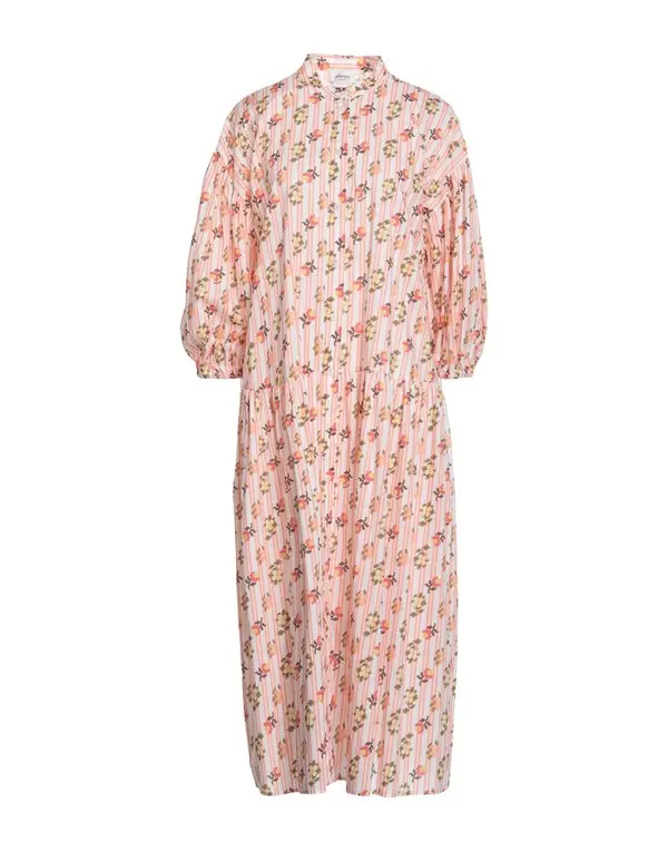 OTTOD'AME Floral Midi Shirt Dress - Salmon Pink