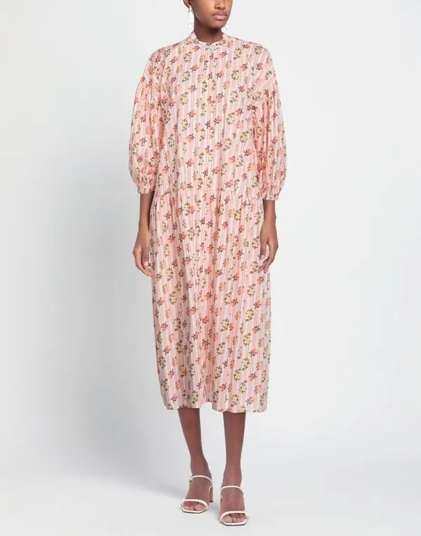 OTTOD'AME Floral Midi Shirt Dress - Salmon Pink