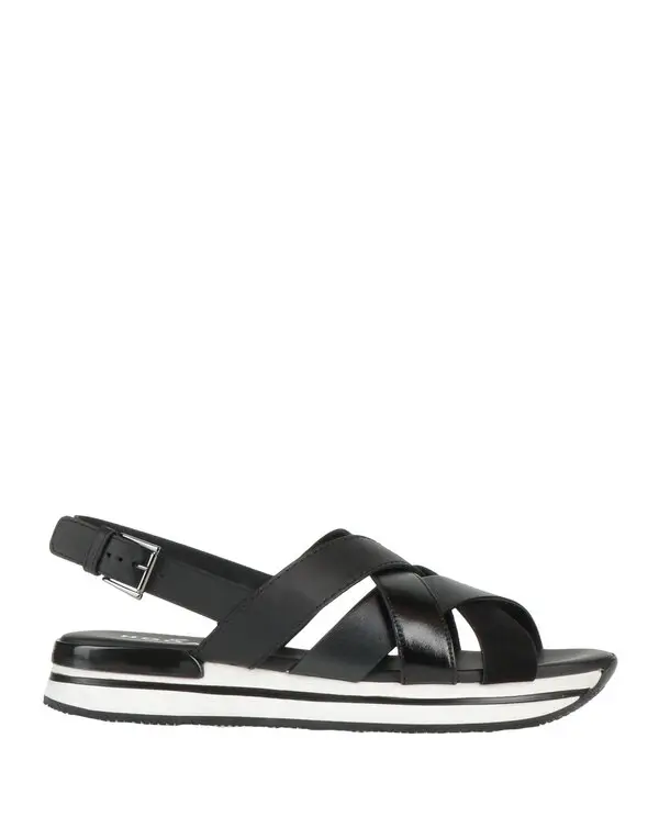 Hogan Soft Leather Sandals - Black