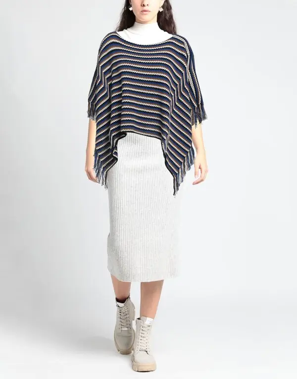 SUOLI Striped Cotton Cape - Blue