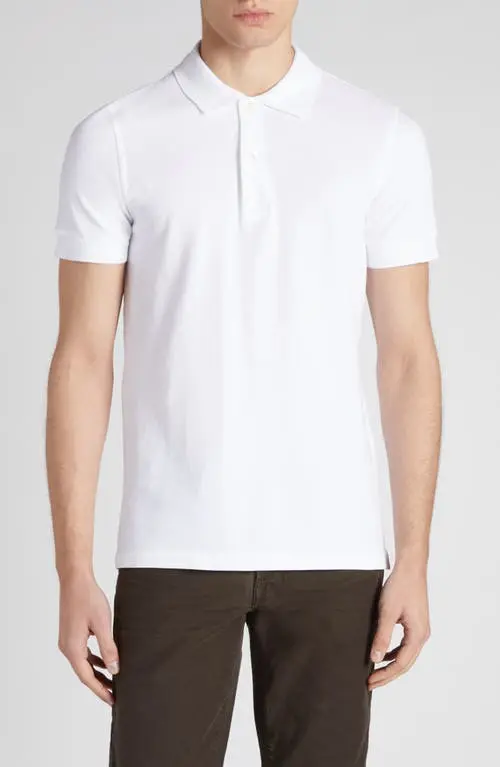 TOM FORD Short Sleeve Cotton Piqué Polo - Aw002 White