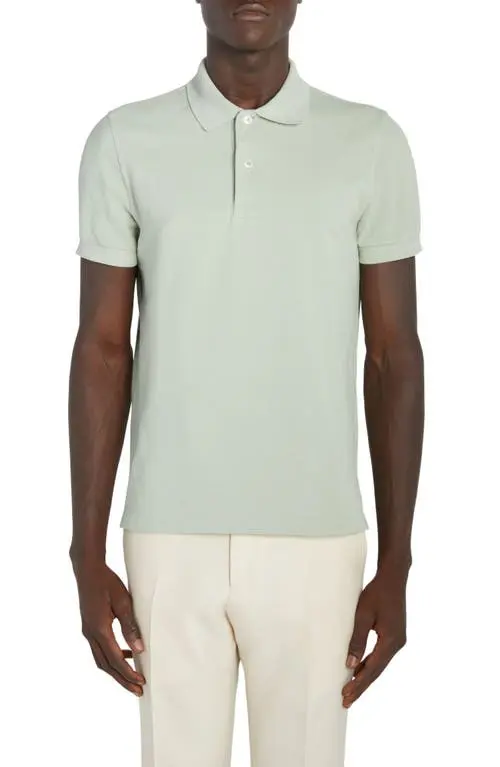 TOM FORD Short Sleeve Cotton Piqué Polo - Mint