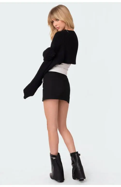 EDIKTED Anya Crop Shrug Sweater - Black