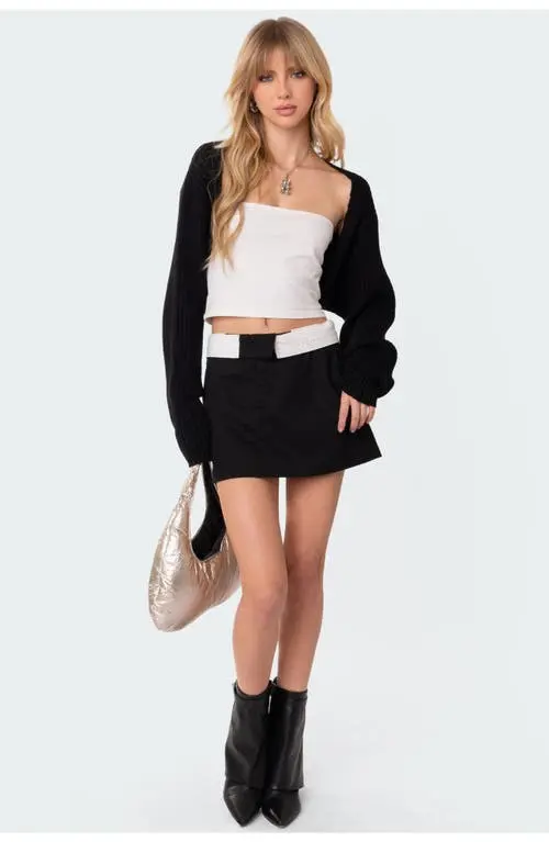EDIKTED Anya Crop Shrug Sweater - Black
