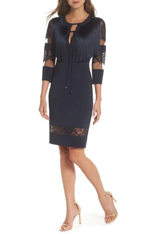 Tadashi Shoji Fringe Sheath Dress