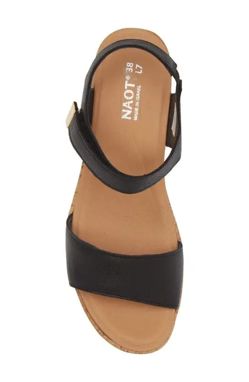 Naot Summer Platform Wedge Sandal - Soft Black Leather