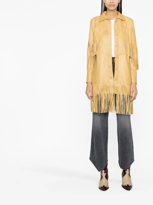 DANCASSAB Reina Fringed Leather Jacket - Yellow