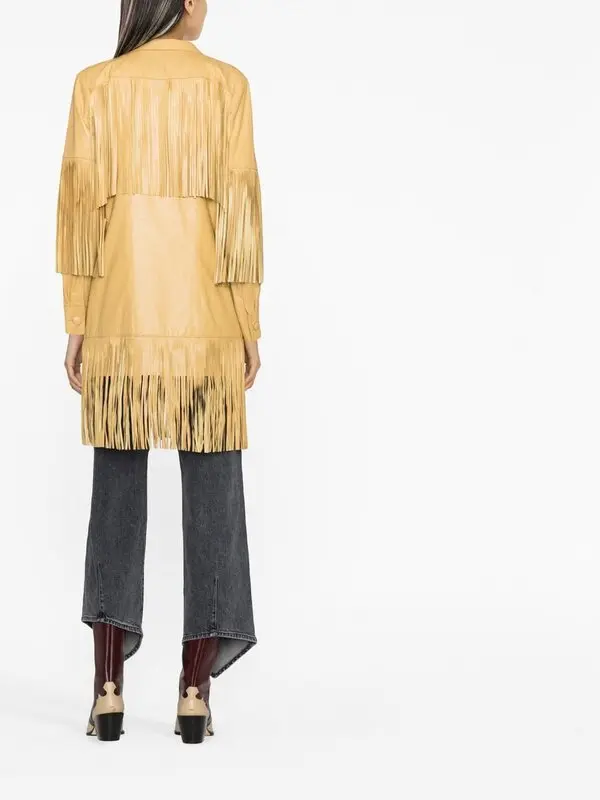 DANCASSAB Reina Fringed Leather Jacket - Yellow