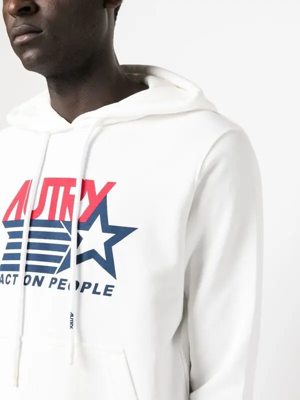 AUTRY Logo-print Drawstring Hoodie - White
