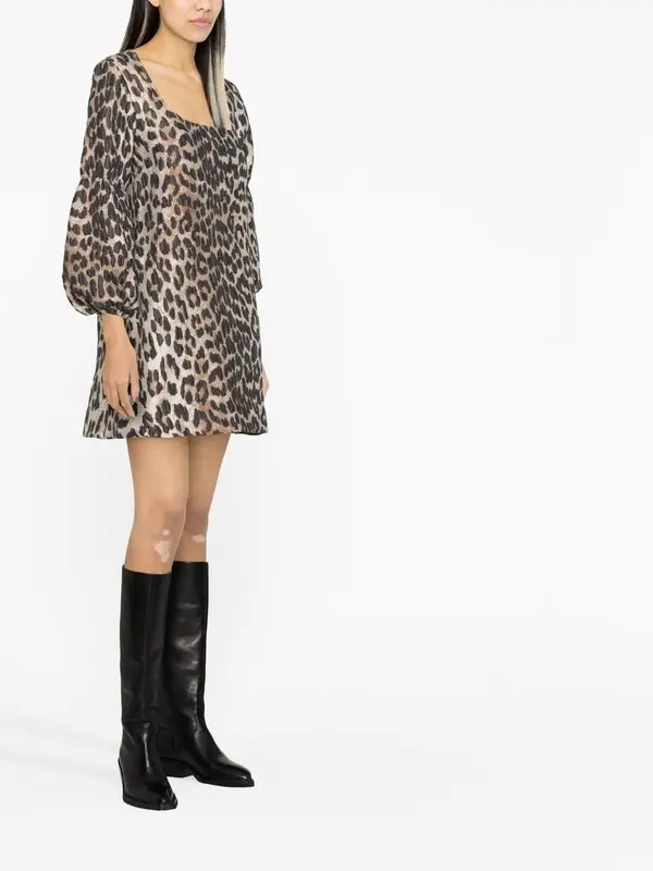 GANNI Leopard-print Minidress