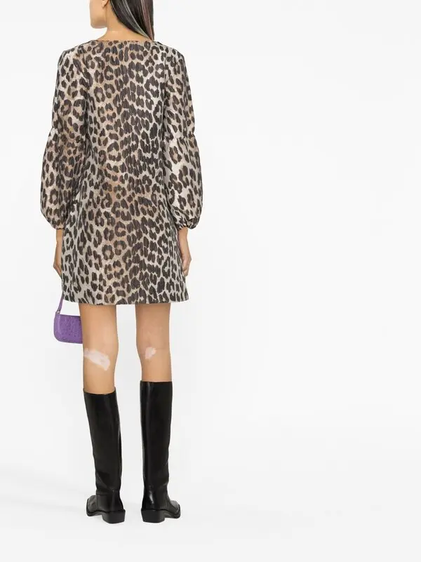 GANNI Leopard-print Minidress
