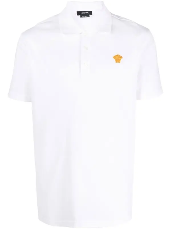 Versace Medusa Embroidered Polo Shirt - White