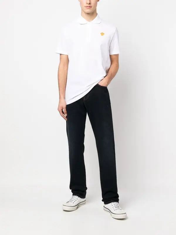 Versace Medusa Embroidered Polo Shirt - White