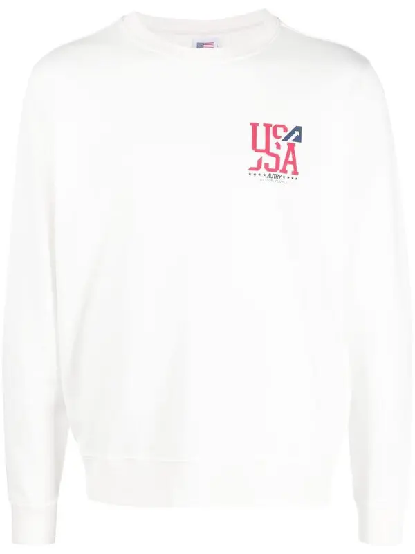 AUTRY Cotton Logo-print Sweatshirt - White