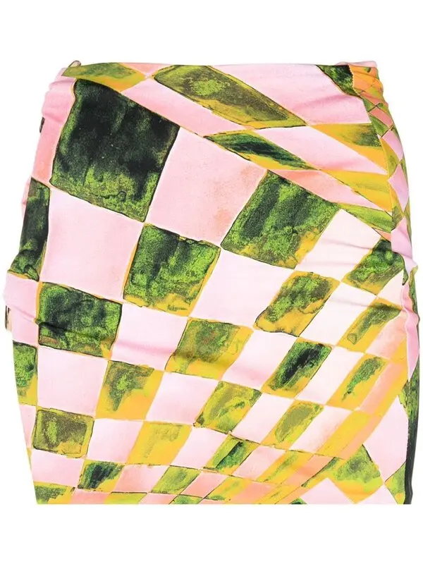 LOUISA BALLOU Coastline Abstract-print Miniskirt - Pink