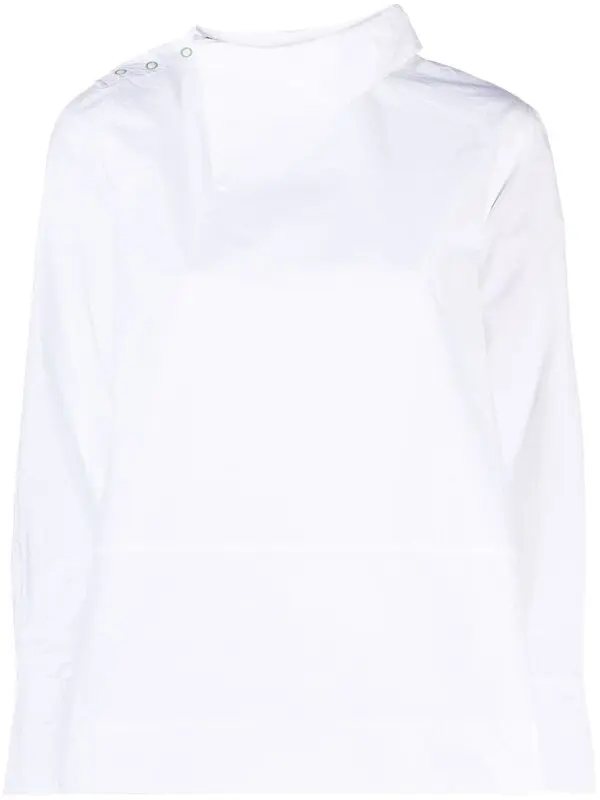 GANNI Asymmetric Organic Cotton Shirt - White
