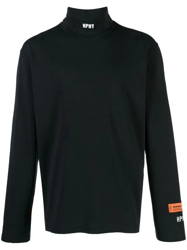 Heron Preston Hpny Embroidered-logo Roll-neck Top - Black