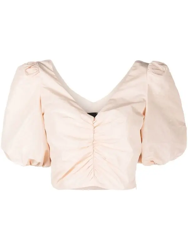 Pinko Puff-sleeve Cropped Blouse