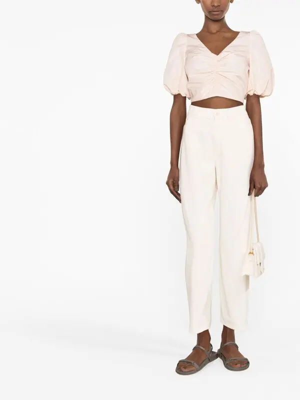 Pinko Puff-sleeve Cropped Blouse