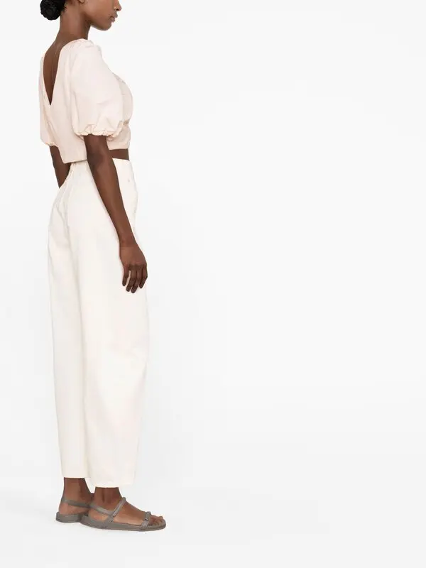 Pinko Puff-sleeve Cropped Blouse
