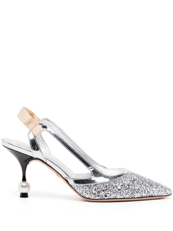 Giambattista Valli 75mm Rhinestone-embellished Slingback Pumps