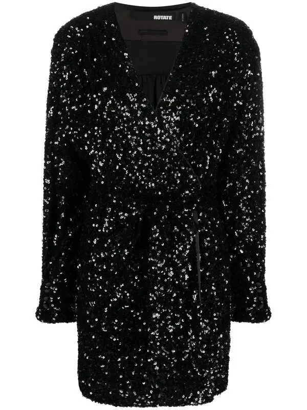 Remain Birger Christensen Sequin-embellished Wrap Minidress