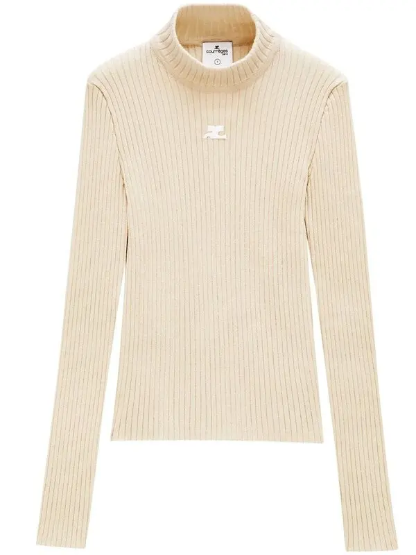 COURREGES Reedition Ribbed Knit Sweater - Neutrals