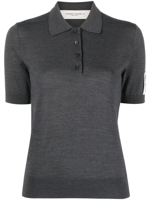 GOLDEN GOOSE Logo-patch Knit Polo