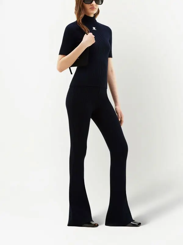 COURREGES Reediton Ribbed Flared Trousers - Black