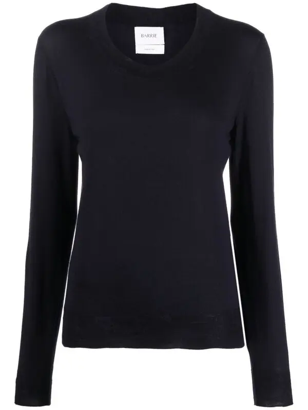 BARRIE Round-neck Cashmere Jumper - Blue